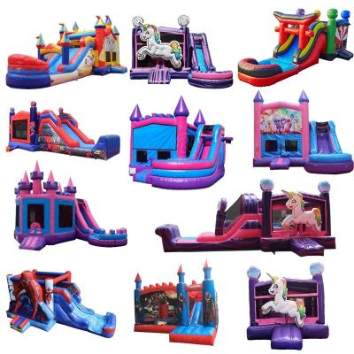 China 8x4m Customized Inflatable Coconut Palm Tree Bounce House with Slide and Pool Combo for sale