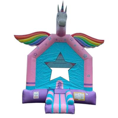 China Customized Color Unicorn Bouncy Castle Inflatable Bounce House for Kids' Jumping Games for sale