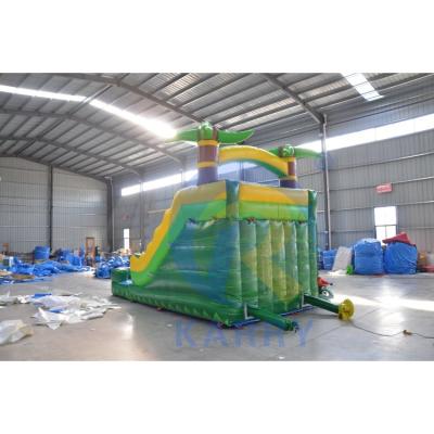 China 6*3 Optional Sizes Fun Green Palm Tree Inflatable Waterslide Combo Bounce House with Pool for sale