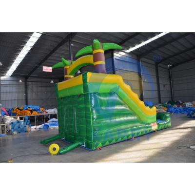 China 6*3 Optional Sizes Fun Green Palm Tree Inflatable Waterslide Combo Bounce House with Pool for sale