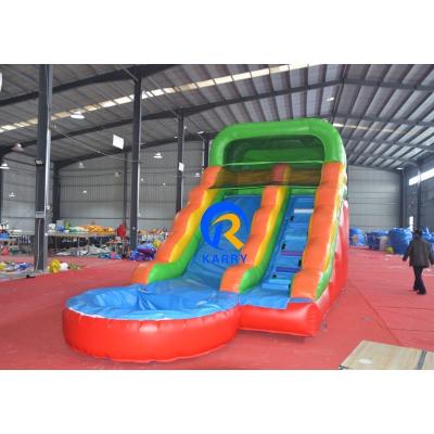 China Custom Logo Printed Inflatable Water Slide and Blower with Pool in 2024 for sale