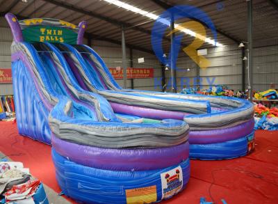 China Custom Logo Printed Inflatable Water Slide and Blower with Pool in 2024 for sale