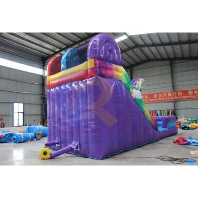 China OEM Accepted Mini Unicorn PVC Inflatable Water Slide with Pool and Rocking Climbing for sale