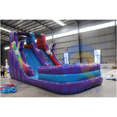 China 5-10 Passengers Customized Commercial Grade PVC Unicorn Inflatable Water Slide with Pool for sale