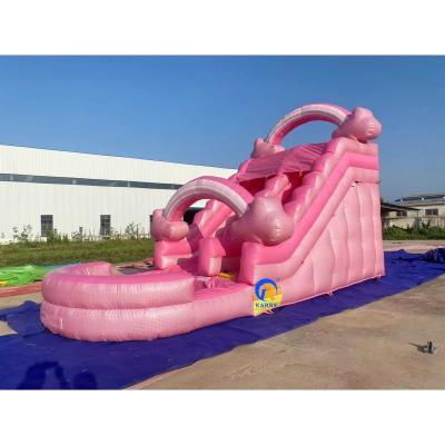 China Unisex Mega Pink Inflatable Water Slide with Water Pool and Bounce House Combo All-In-One for sale