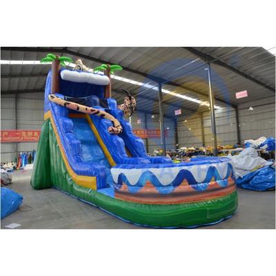 China Commercial Occasion PVC Air Filled Backyard Inflatable Water Slide with Pool for sale