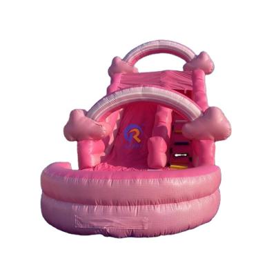 China Popular Pink Inflatable Water Slide Commercial Adult Slide for Outdoor Amusement for sale