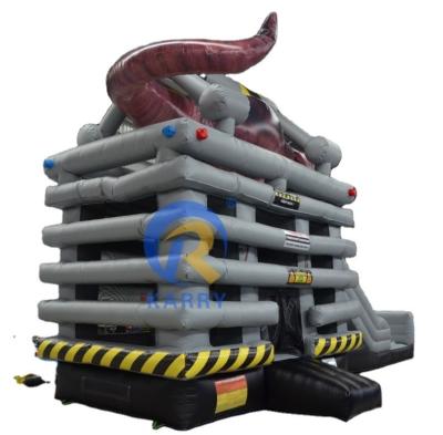 China Amusement Park Equipment Caged Beast Bouncy Castle Inflatable Bounce House with Slide for sale