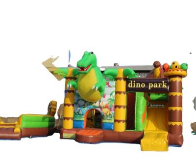 China Features PORTABLE Children's Party Jumping Bouncy Castle with Slide in Dinosaur Theme for sale