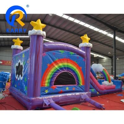 China PVC Rainbow Unicorn Inflatable Bouncer House with Inflatable Pool Slide and 3 in 1 Game for sale