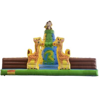China Tree-shaped Inflatable Monkey Rock Climbing Wall with Trampoline T/T Payment Terms for sale