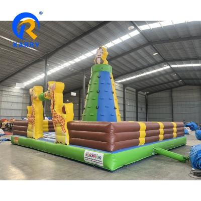 China Tree-shaped Inflatable Monkey Rock Climbing Wall with Trampoline T/T Payment Terms for sale