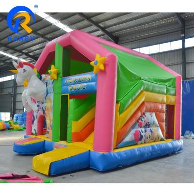 China Commercial Event Promotion Unicorn Bouncy Castle with Slide and Repair Kits Included for sale