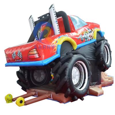 China OEM Acceptable PVC Off-road Car Race Car Trampoline Slide Combination Elastic Castle for sale