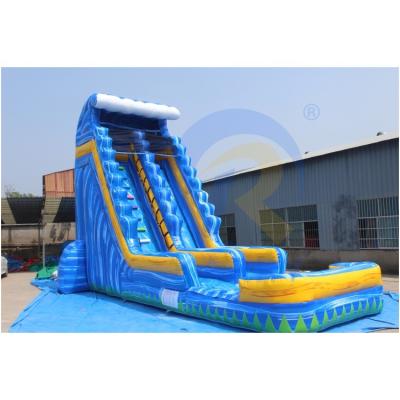 China Customized Color Inflatable Backyard Tropical Marble Blue Water Slide With Swimming Pool Adult for 10 Passengers for sale