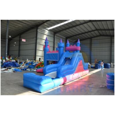 China Unisex Customized Inflatable 3 in 1 Castle with Frozen Theme Blue Color and Long Slide for sale