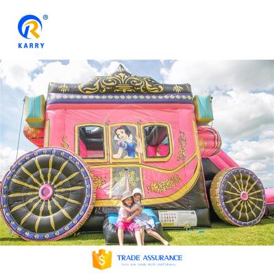 China 2023 Pink Inflatable Princess Carriage Bouncy Castle with Slides Kid's Favorite Toy Game for sale