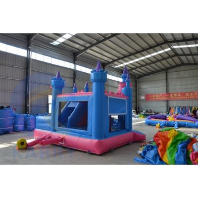 China Unisex Customized Inflatable 3 in 1 Castle with Frozen Theme Blue Color and Long Slide for sale