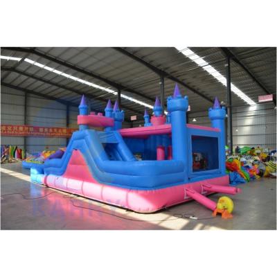 China Unisex Customized Inflatable 3 in 1 Castle with Frozen Theme Blue Color and Long Slide for sale