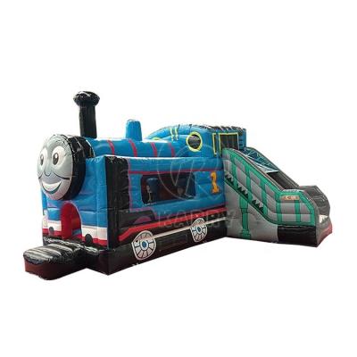 China Features PORTABLE Inflatable Slide Inside the Mall 2024 Cartoon Train Slide Trampoline for sale