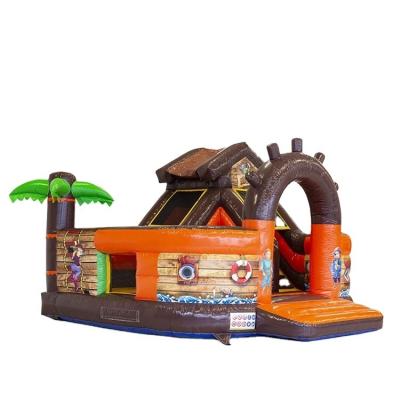 China Inflatable Pirate Ship Theme Bouncy Castle with Slide and Customized Logo Acceptable for sale