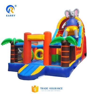 China Customized Inflatable Elephant Bouncer Slide Obstacle Course Combo Perfect for Events for sale