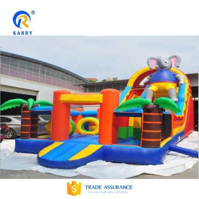 China Customized Inflatable Elephant Bouncer Slide Obstacle Course Combo Perfect for Events for sale