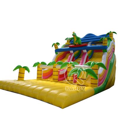 China Inflatable Bouncy Castle Slide Combo Commercial Tropical Dinosaur Bounce House with Slide for sale