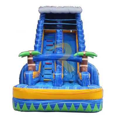 China Air Blower Accessories Inflatable Palm Tree Water Slide with Water Pool and Trampoline for sale