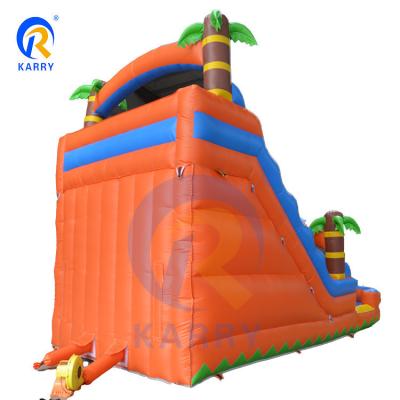 China Water Spray Palm Tree Slide Inflatable Combo Pool and Double Slide for Children's Play for sale