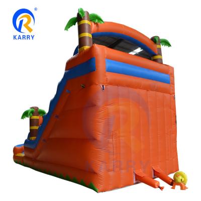 China Water Spray Palm Tree Slide Inflatable Combo Pool and Double Slide for Children's Play for sale
