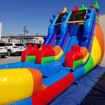China 5-10 Passenger Inflatable Water Slide Pool Rental with Rainbow Pool and Slide Package for sale