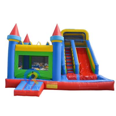 China Optional Sizes Bouncy Castle with Slide and Pool Inflatable Bouncing Castles for sale