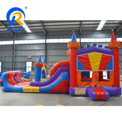 China Inflatable Jumping Slide Bouncy Castle with Wave Slide Age Range 14 Years up for sale