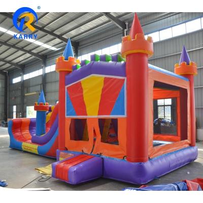 China Inflatable Jumping Slide Bouncy Castle with Wave Slide Age Range 14 Years up for sale