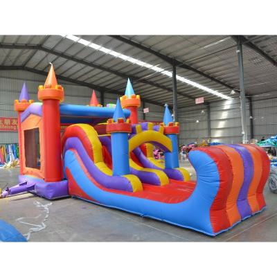 China Inflatable Jumping Slide Bouncy Castle with Wave Slide Age Range 14 Years up for sale