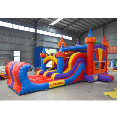 China Inflatable Jumping Slide Bouncy Castle with Wave Slide Age Range 14 Years up for sale