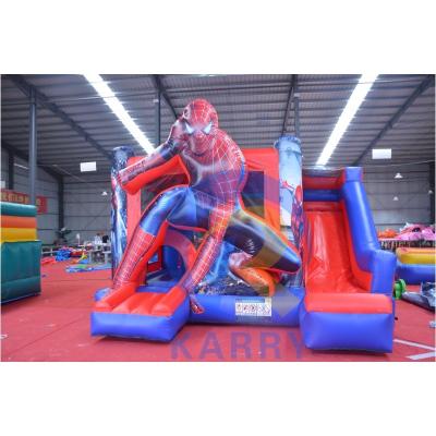 China PORTABLE Superhero Spider Man Inflatable Bounce House With Slide for Kids Playground for sale