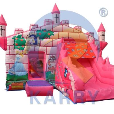 China Commercial Pink Fairy Princess Castle Dinosaur Inflatable Bounce House with Slide for sale