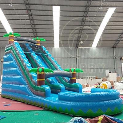 China Palm Tree Themed Inflatable Water Slide Pool with PVC Material Shipping Way Sea/Air for sale