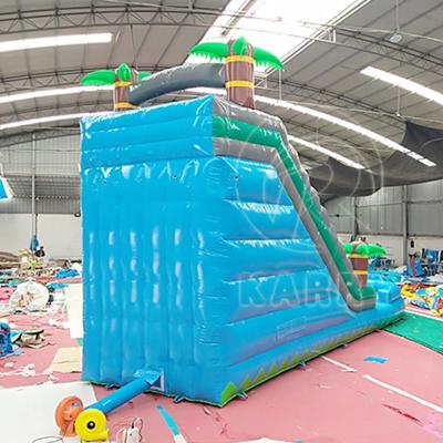 China Palm Tree Themed Inflatable Water Slide Pool with PVC Material Shipping Way Sea/Air for sale