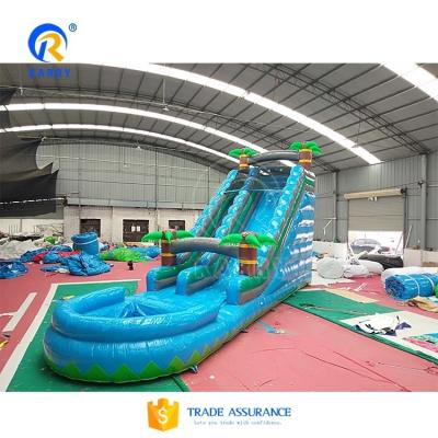 China Palm Tree Themed Inflatable Water Slide Pool with PVC Material Shipping Way Sea/Air for sale