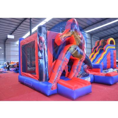 China Unisex Super Cool Spiderman Inflatable Bounce House with Slide Wet Dry Customized Size for sale