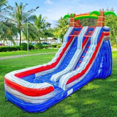 China Outdoor Occasion Grey Inflatable Water Slide with Three Arch Bouncing and Swimming Pool for sale