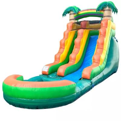 China Outdoor Occasion Grey Inflatable Water Slide with Three Arch Bouncing and Swimming Pool for sale