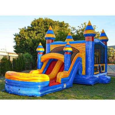 China Commercial Grade Inflatable Jumpy Bounce with Two Slides Wet Dry Blower Included Unisex for sale