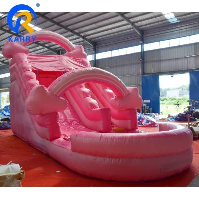 China Portable Pure Pink Water Slide Inflatable with Pool Bounce House Jumping Bouncing Castle for sale