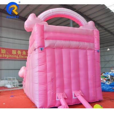 China Portable Pure Pink Water Slide Inflatable with Pool Bounce House Jumping Bouncing Castle for sale
