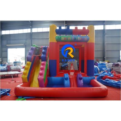 China Adult Outdoor Inflatable Building Blocks Bouncer Combo with Two Slides and CE Blower for sale