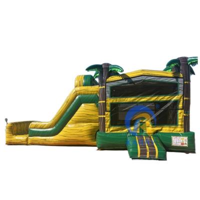China Customizable Big Palm Tree Bouncy Castle Slide Combo with Air Pool and Blower Included for sale